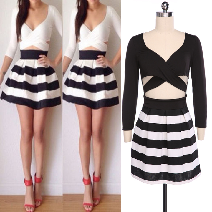 Party Cocktail Striped Mini Short Dress on Luulla